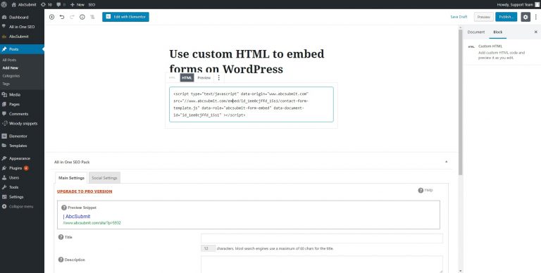 Embedding a form in Wordpress | AbcSubmit