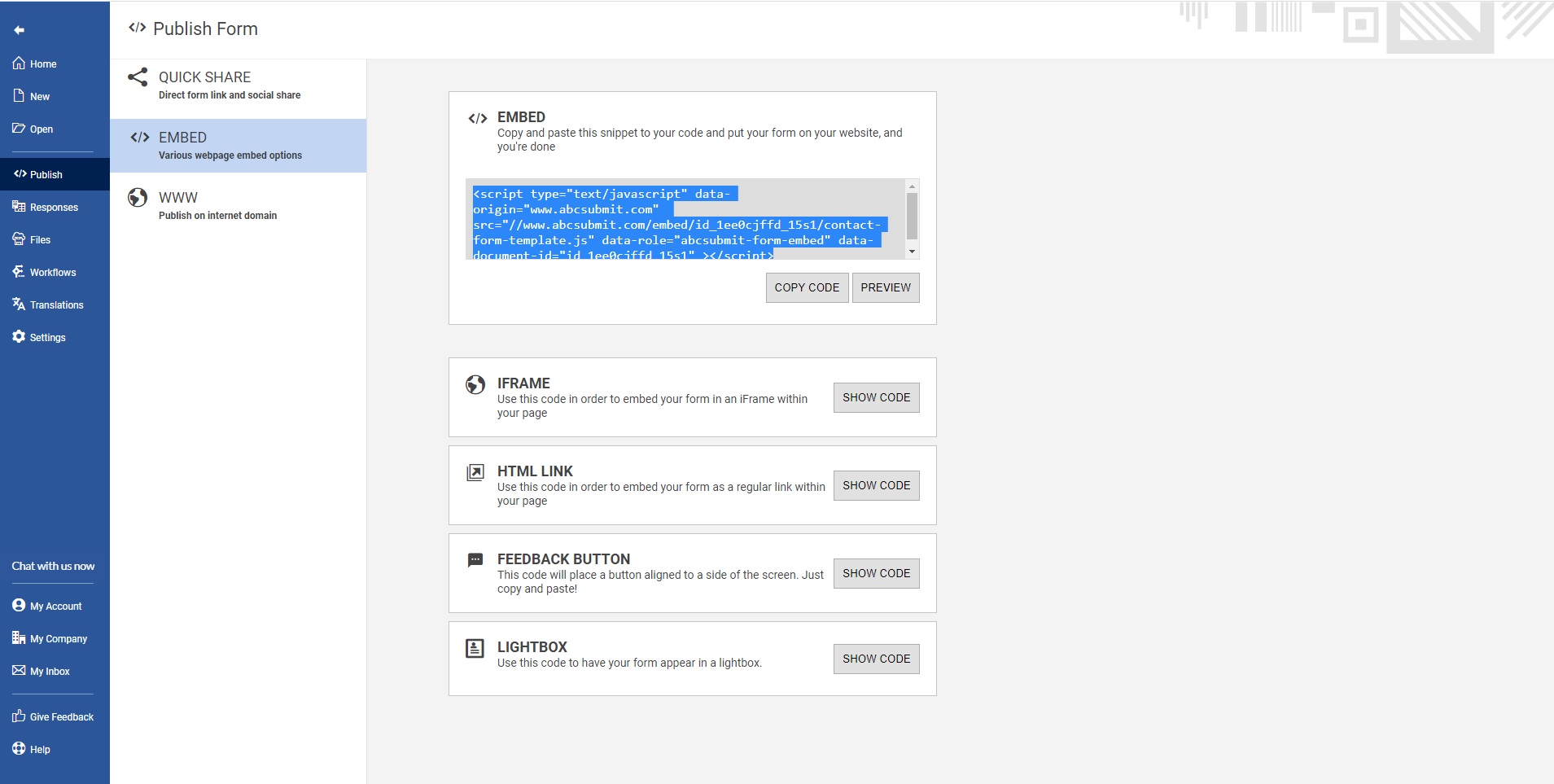 Embedding a form in Wordpress site AbcSubmit